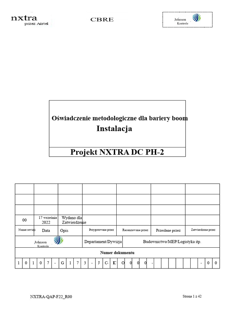 Oświadczenie Metodologiczne Dotyczące Instalacji Bariery Boom (Rev00 ...