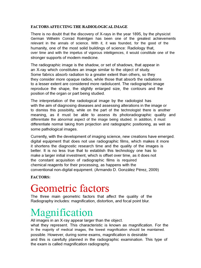 Factors Affecting Radiological Image | PDF | X Ray | Radiography