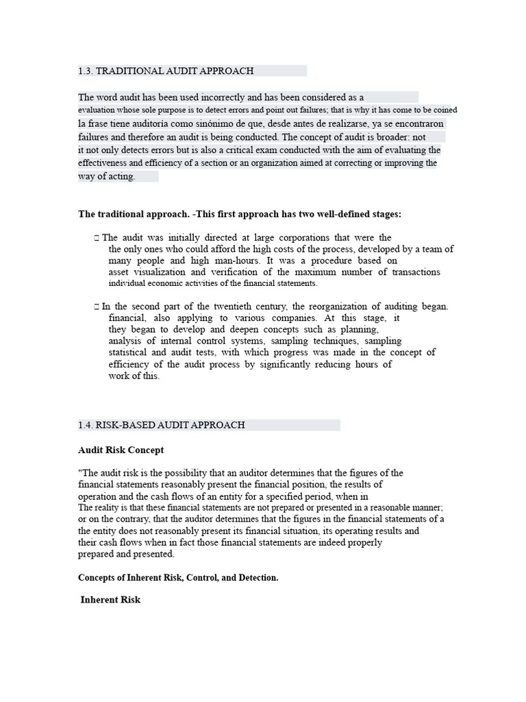 Traditional vs Risk-Based Audit Approaches | PDF | Audit | Financial Audit