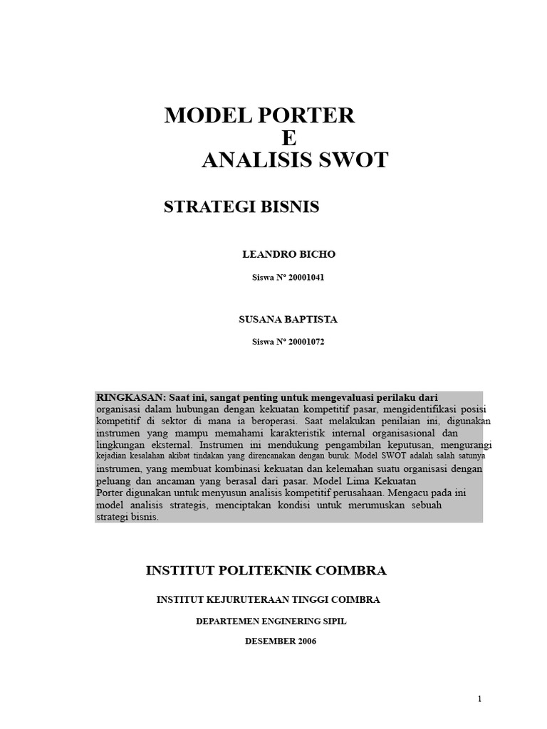 Analisis SWOT dan Model Porter untuk Strategi Bisnis | PDF