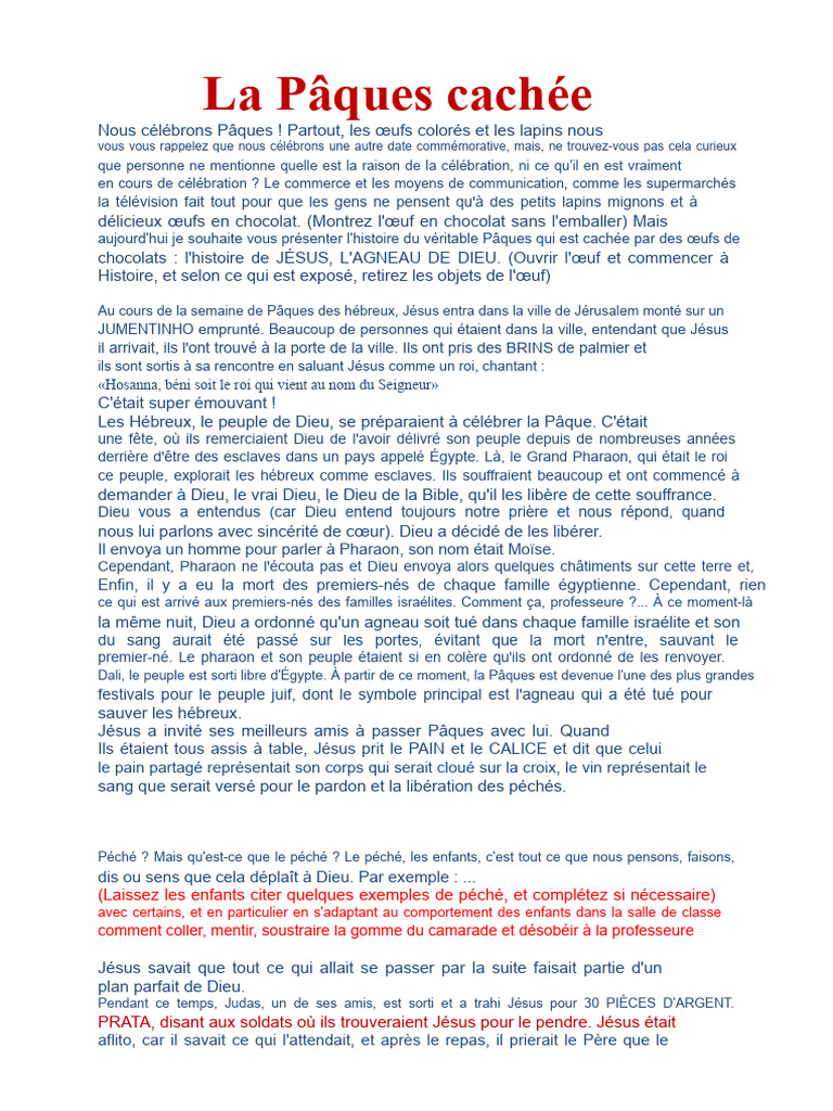 Histoire de Pâques : Jésus et l'Agneau | PDF | Pâques | Pâque