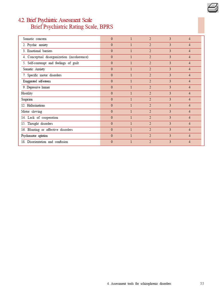 Brief Psychiatric Assessment Scale Overview | PDF