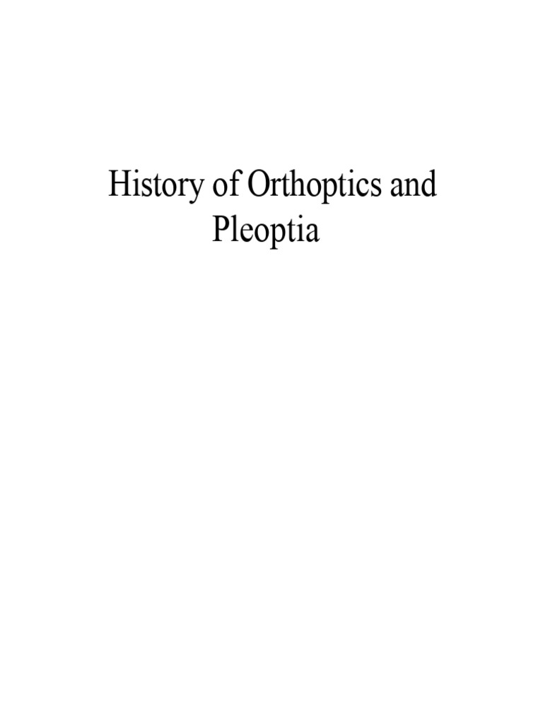 History of Optometry and Pleoptics 1 | PDF