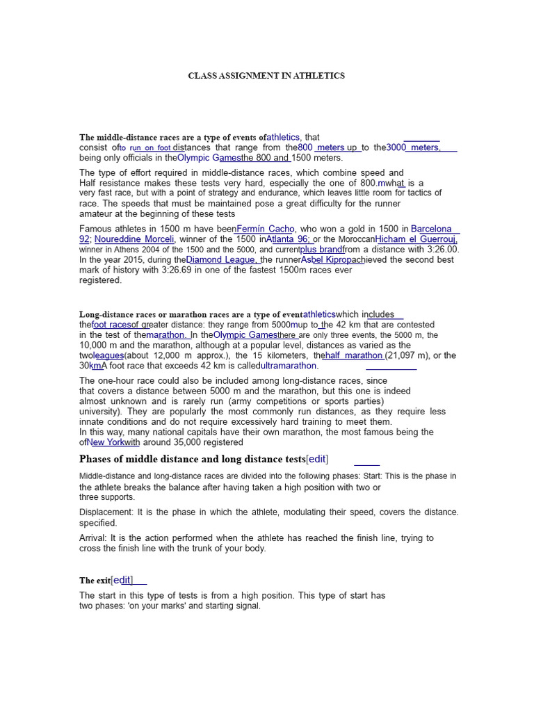 Long and Short Distance Races Athletics 1 | PDF | Running | Track And Field