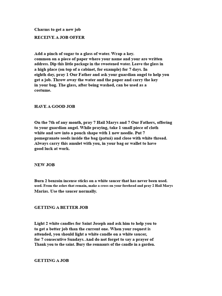 Rituals To Get A New Job | PDF