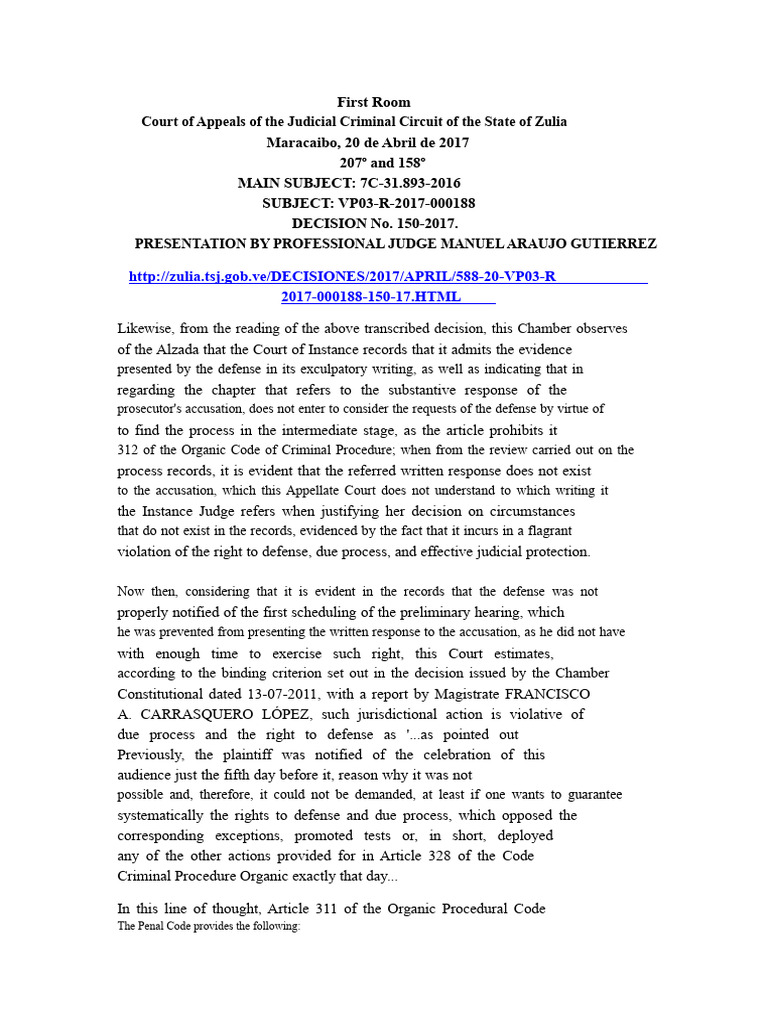 Nullity of Preliminary Hearing Lack of Notification Defense | PDF ...