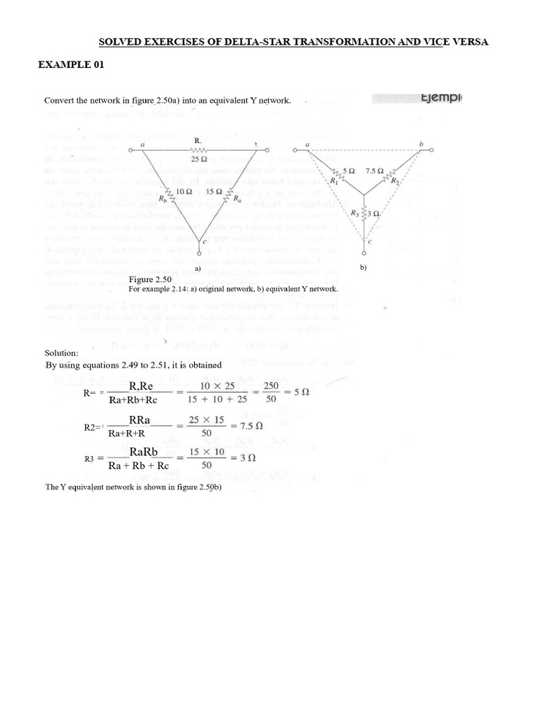 Solved Exercises On Delta-Star Transformation and Vice Versa | PDF