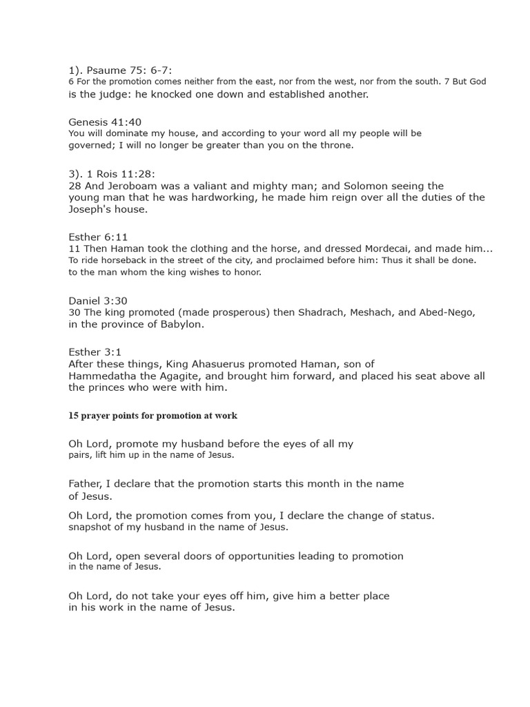 Prayer For Promotion or Appointment | PDF | Esther | Theology