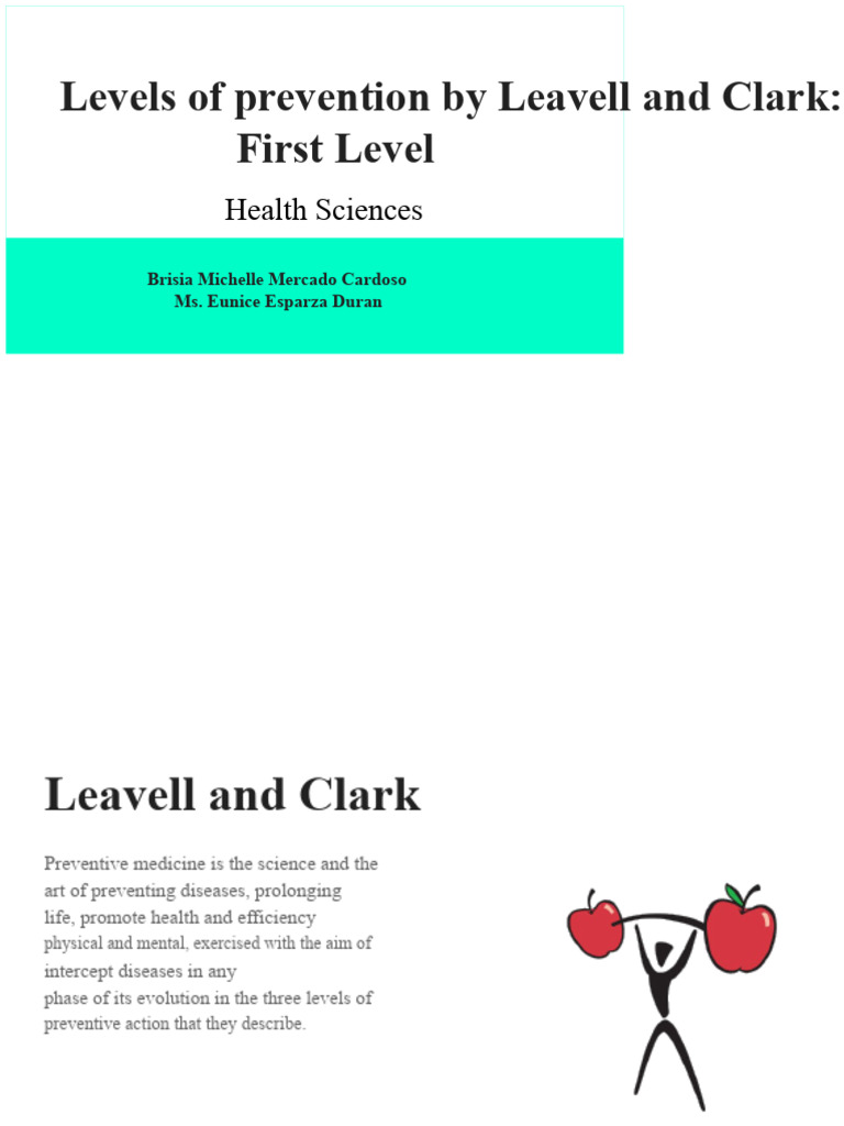 Levels of Prevention by Leavell and Clark: First Level | PDF