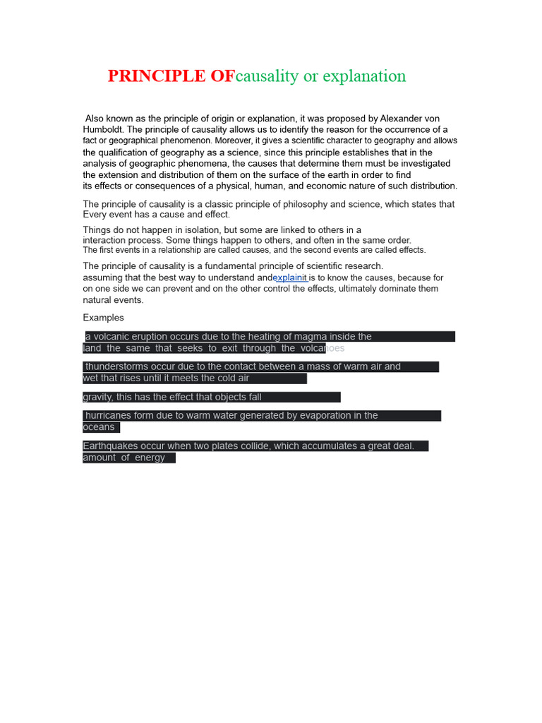 PRINCIPLE OF Causality or Explanation | PDF