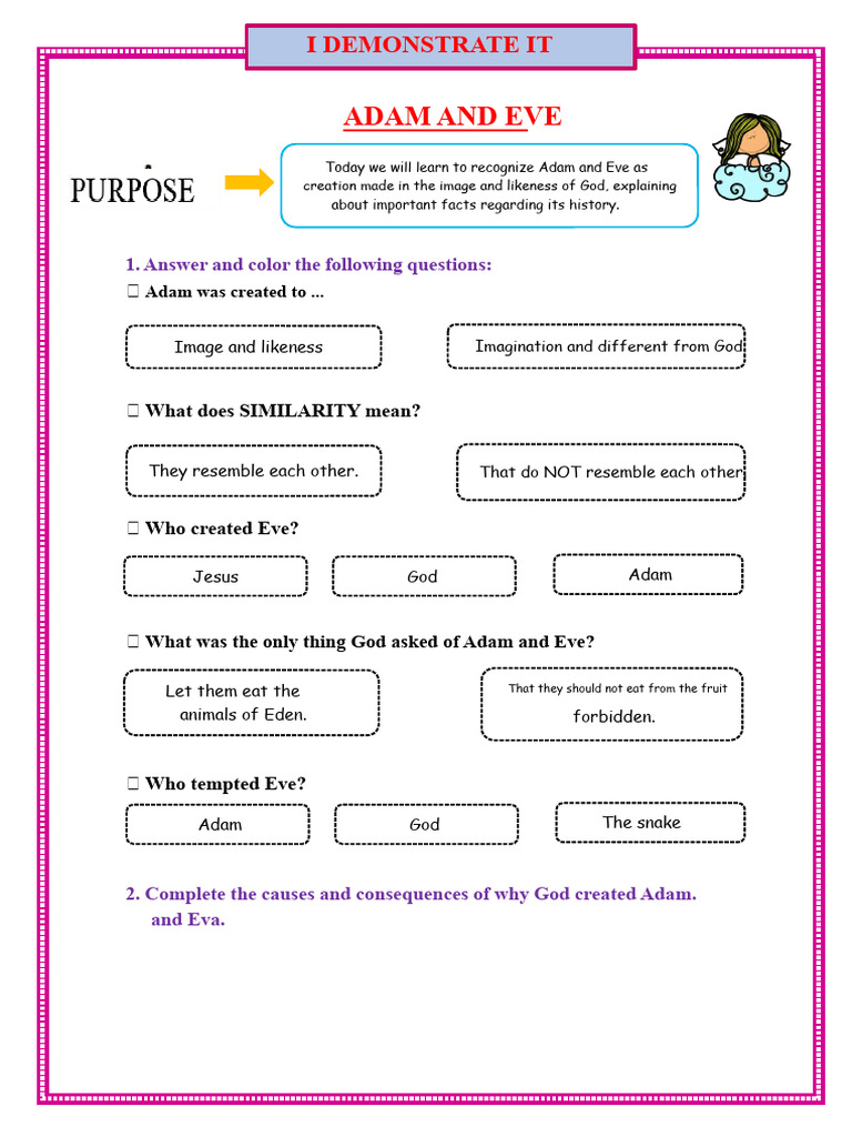 Sheet Religion Adam and Eve | PDF | Adam | Adam And Eve