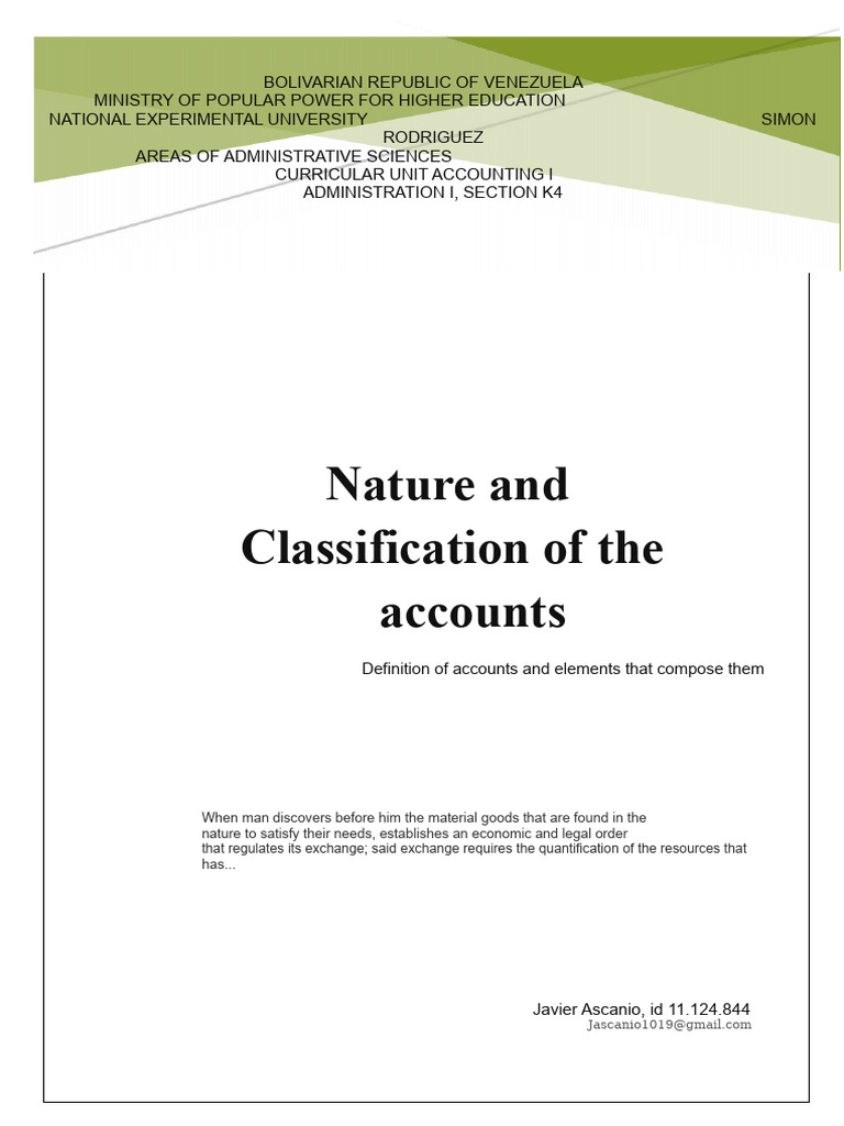 Nature and Classification of Accounts | PDF | Debits And Credits | Expense