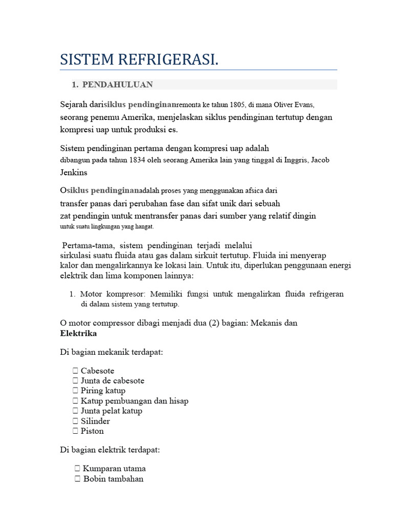Sistem Refrigerasi: Komponen dan Proses | PDF