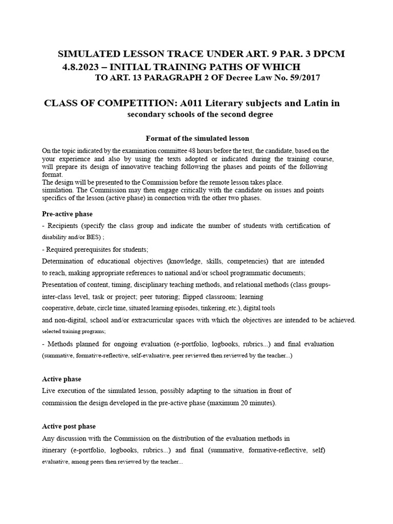 Simulated Lesson Plan for A011 Competition | PDF | Teaching Method ...