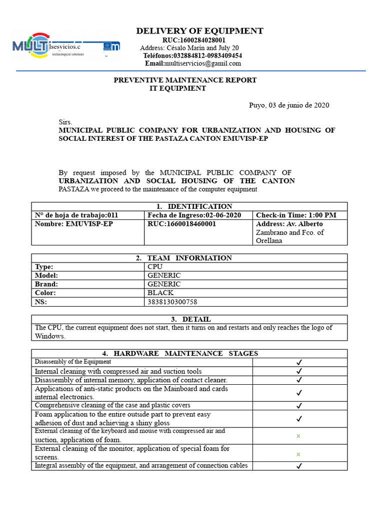 Preventive Maintenance Report | PDF | Operating System | Computer Hardware