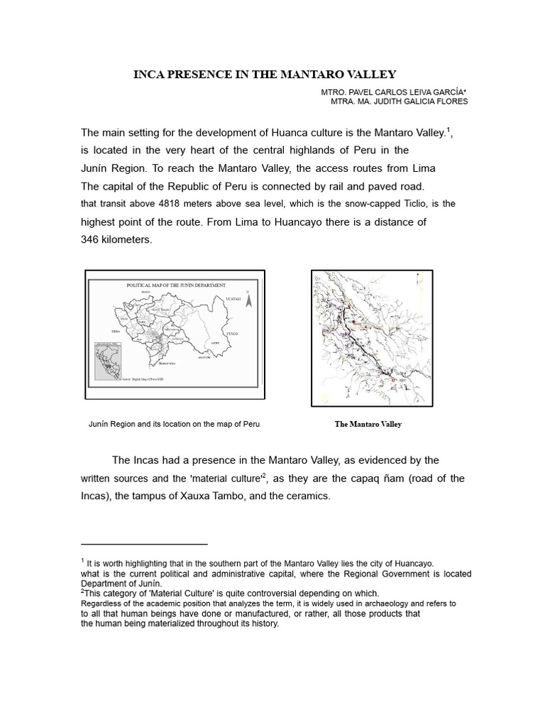 Inca Presence in The Mantaro Valley | PDF | Inca Empire | Andes