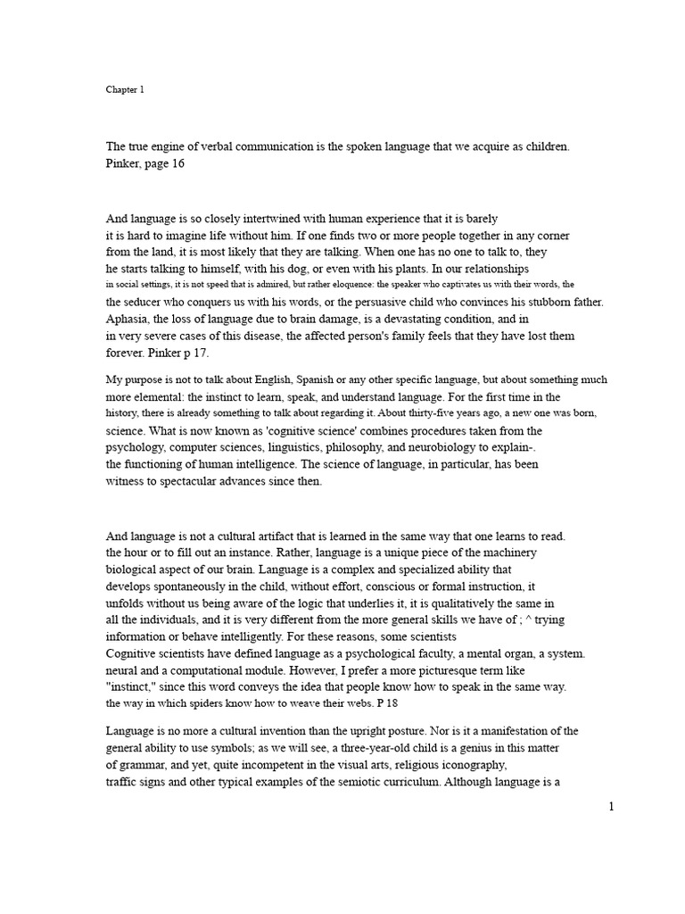 Pinker Basic Summary Chapters 5-9 | PDF | Morphology (Linguistics) | Word