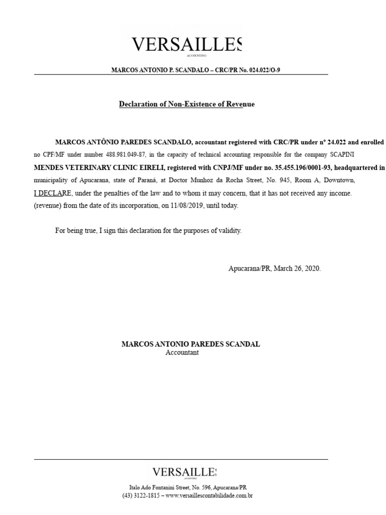 Declaration of Non-Existence of Billing | PDF