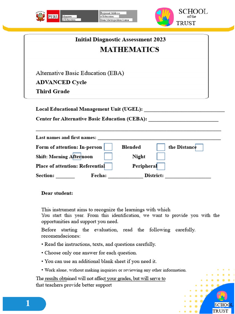 EBA Advanced Math Test 3rd Grade | PDF | Rectangle