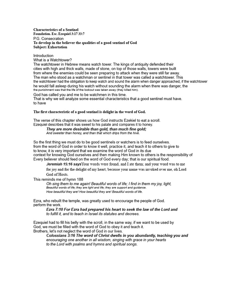 Characteristics of A Sentinel | PDF | Jesus | Salvation