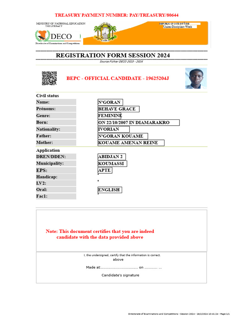 Decoration Registration Form - Session 2024 | PDF