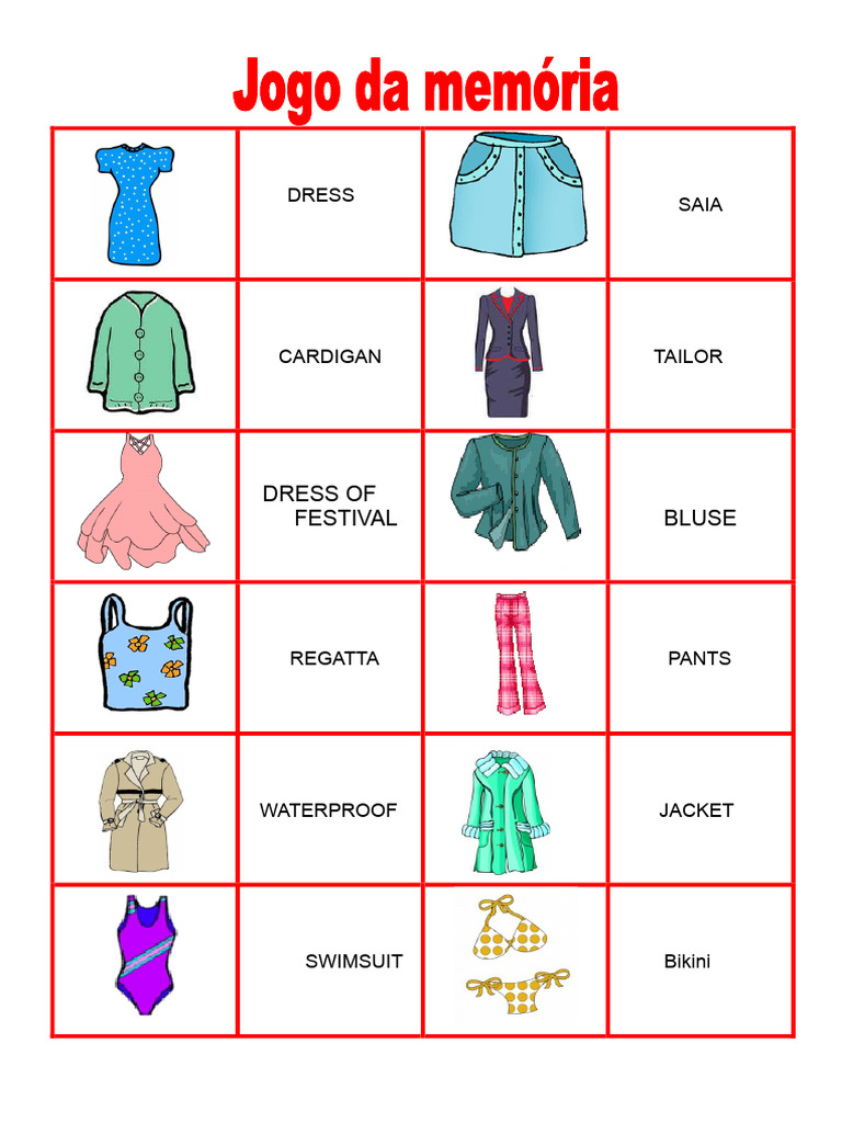 Clothes 1 (Memory Game) | PDF