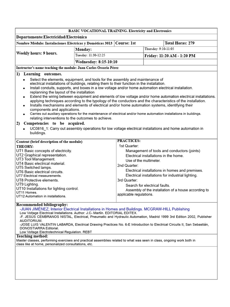Electrical Installations Training Module | PDF | Average | Electrical ...