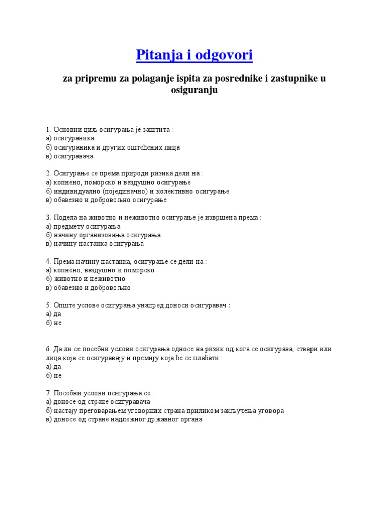 Pitanja I Odgovori: Za Pripremu Za Polaganje Ispita Za Posrednike I ...