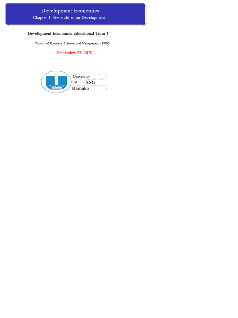 Development Economics Course 1 Chapter 1 | PDF | Economics ...