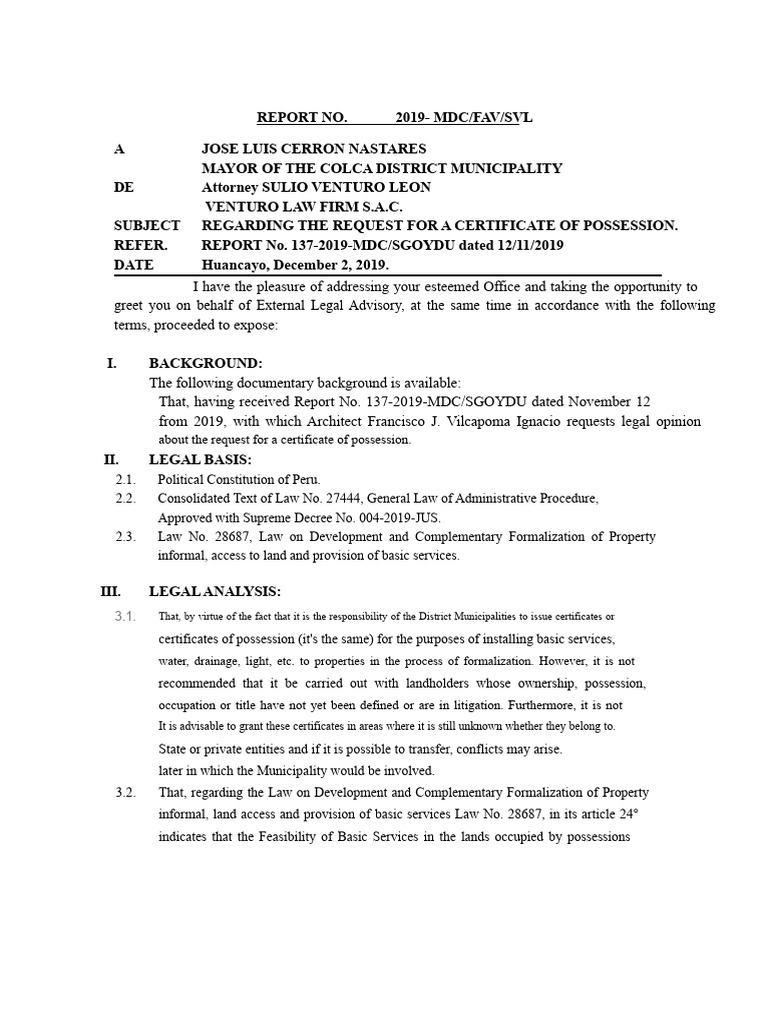 OPINION - REQUEST FOR POSSESSION CERTIFICATE - LARIA | PDF | Notary ...