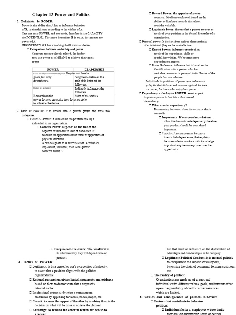 Chapter 13 Power and Politics | PDF | Power (Social And Political ...