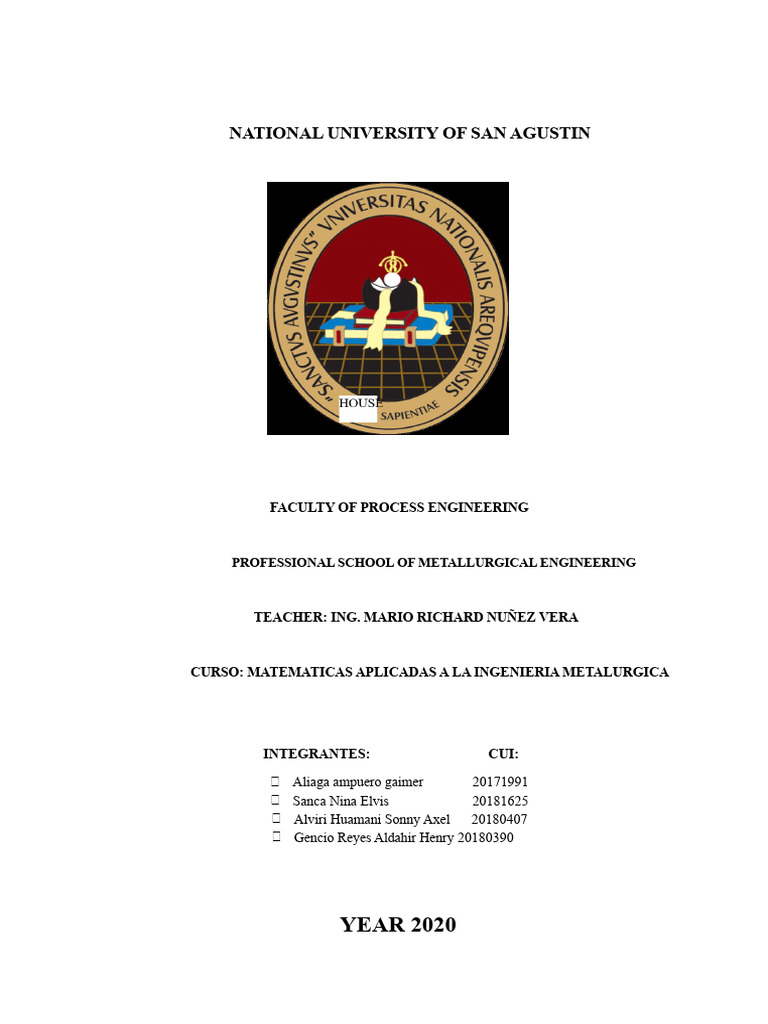 MATHEMATICAL PROBLEMS APPLIED TO METALLURGICAL ENGINEERING | PDF ...