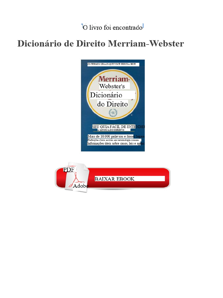Dicionário de Direito Merriam-Webster | PDF | Definição