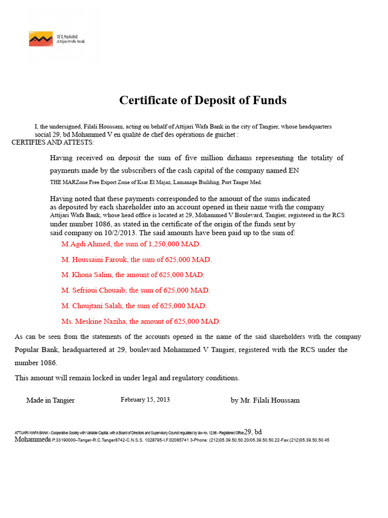 deposit certificate | PDF | Banking | Private Law