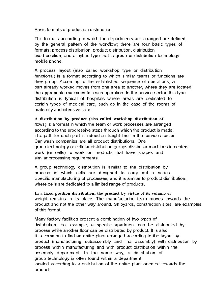 Types of Production Distribution Formats | PDF