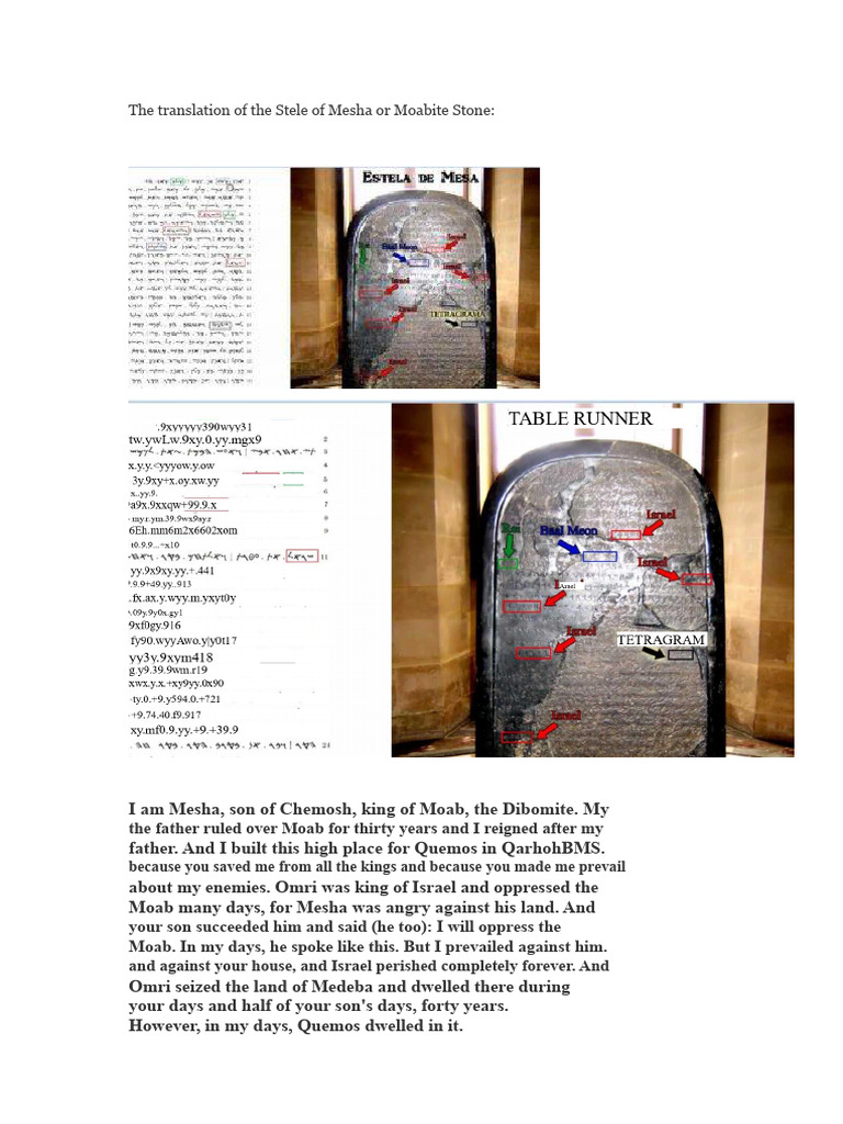 The Translation of The Mesha Stele or Moabite Stone | PDF | Books Of ...