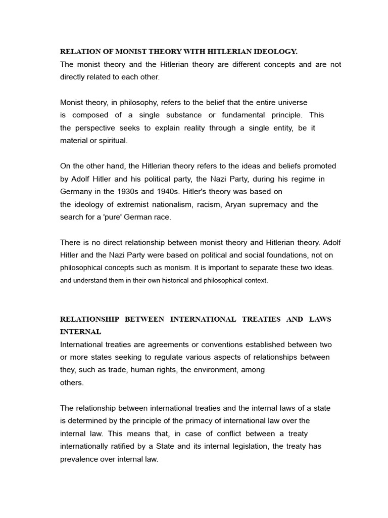 Monism vs. Hitlerian Ideology Explained | PDF | Monism | Ratification