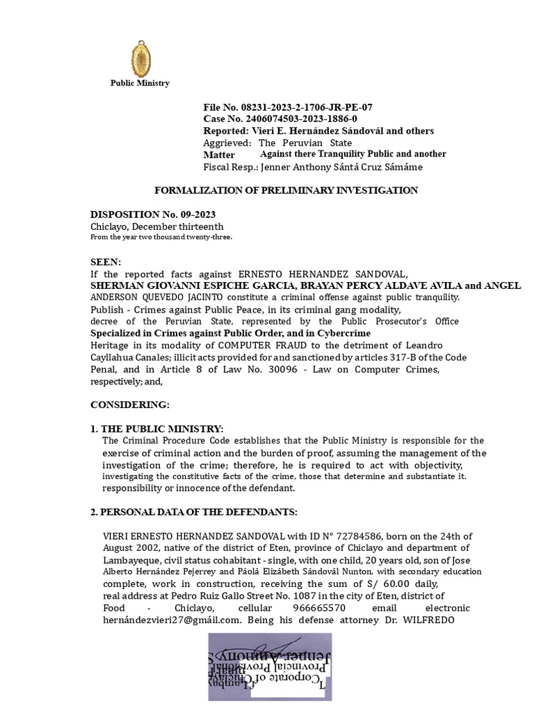 FORMALIZATION OF CRIMINAL GANG AND COMPUTER FRAUD - CASE N° 1886-2023 ...