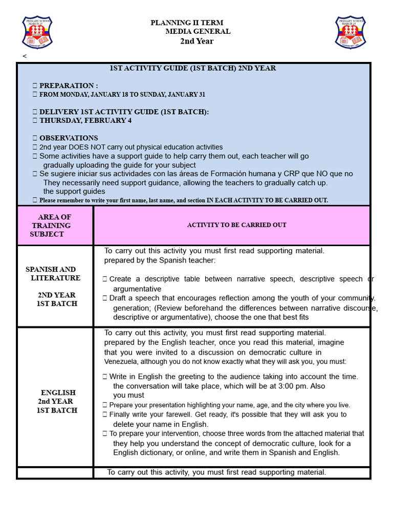 2.- ACTIVITIES FOR 2ND YEAR | PDF | Science