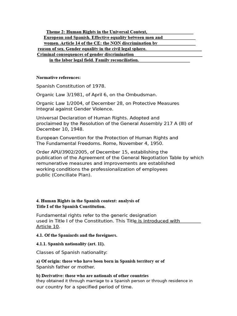 Gender Equality and Human Rights in Spain | PDF | State Of Emergency ...