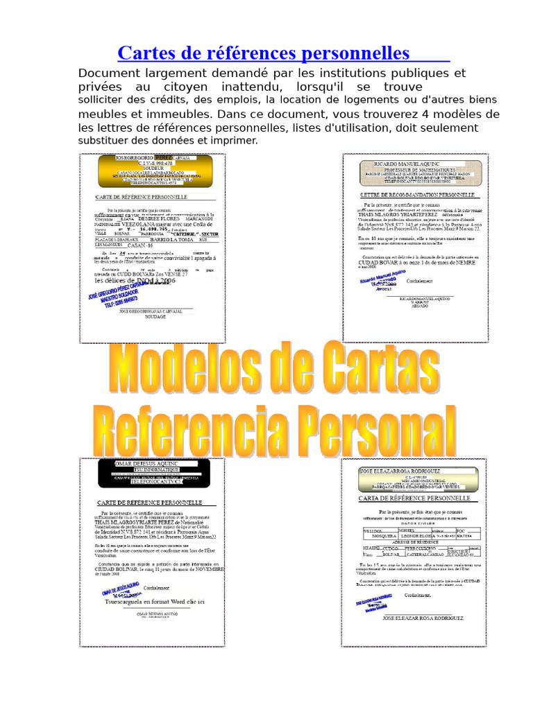 Lettre de Référence Personnelle | PDF