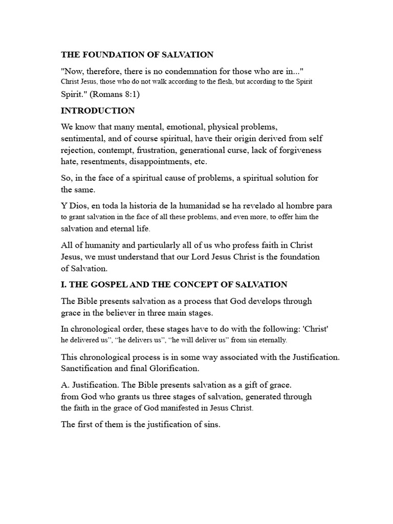 The Foundation of Salvation | PDF | Justification (Theology) | Jesus