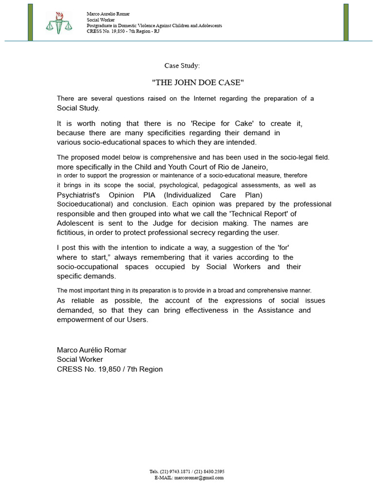 Social Study Model for the Socio-Legal Field I | PDF | Psychiatry ...