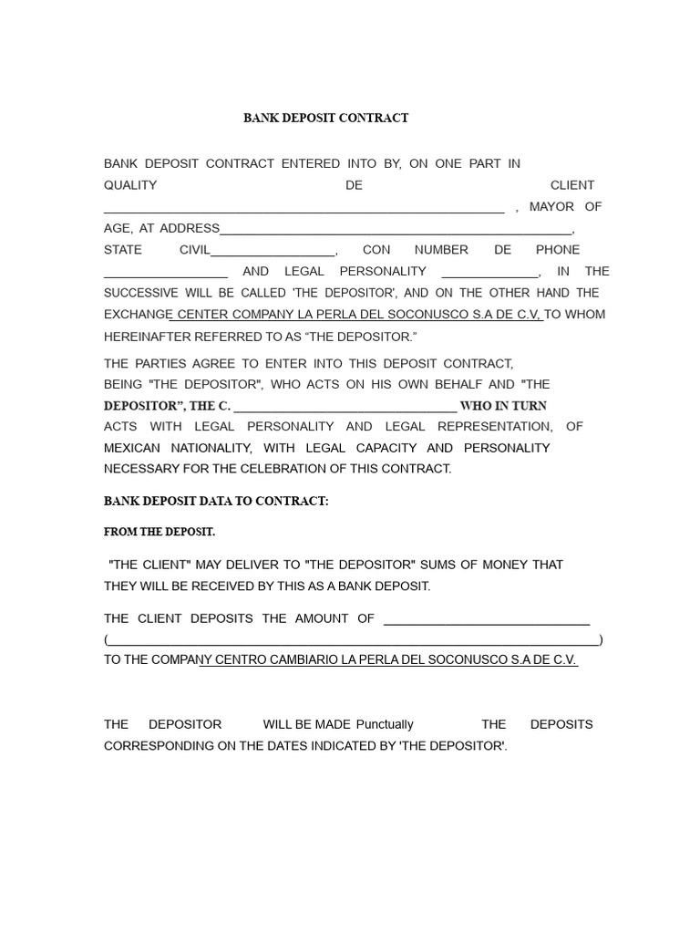 DEPOSIT AGREEMENT | PDF | Deposit Account | Banks