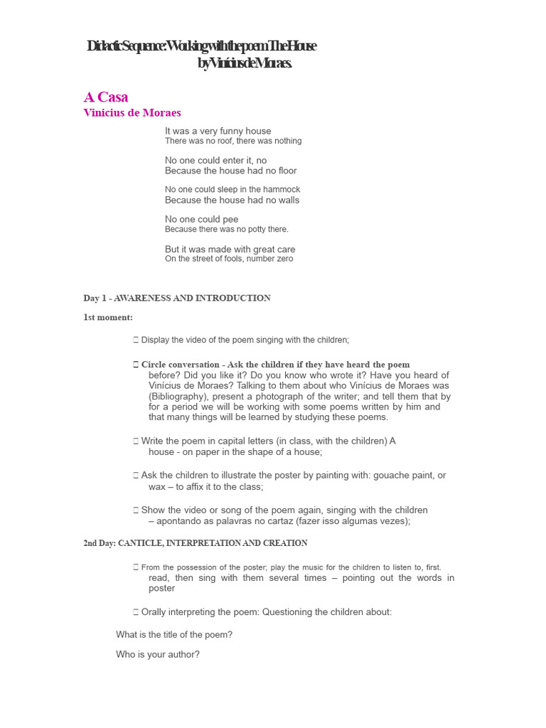 Didactic Sequence. The HOUSE | PDF