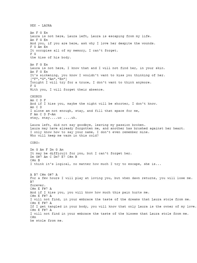 nek - laura is not here | PDF