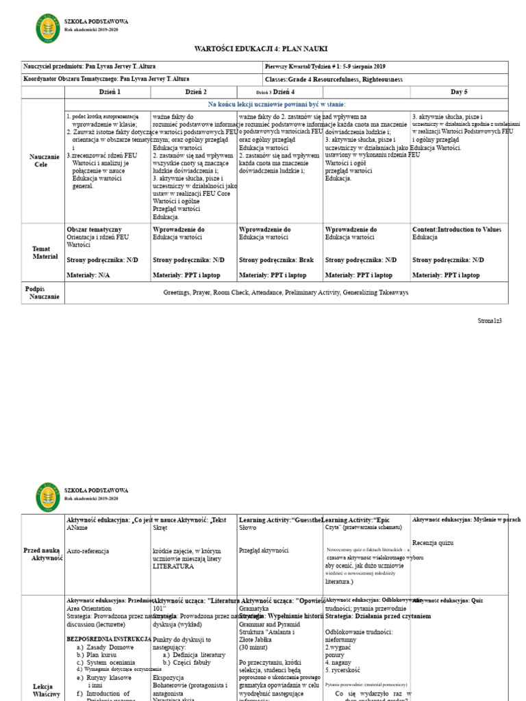 Przykładowy WLP | PDF