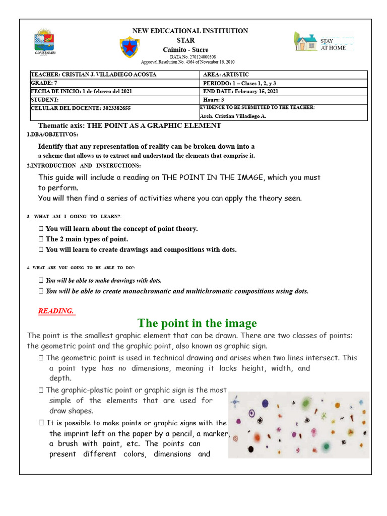 Artistic The Point As a Graphic Element Class 1 Grade 7 | PDF | Shape | Drawing