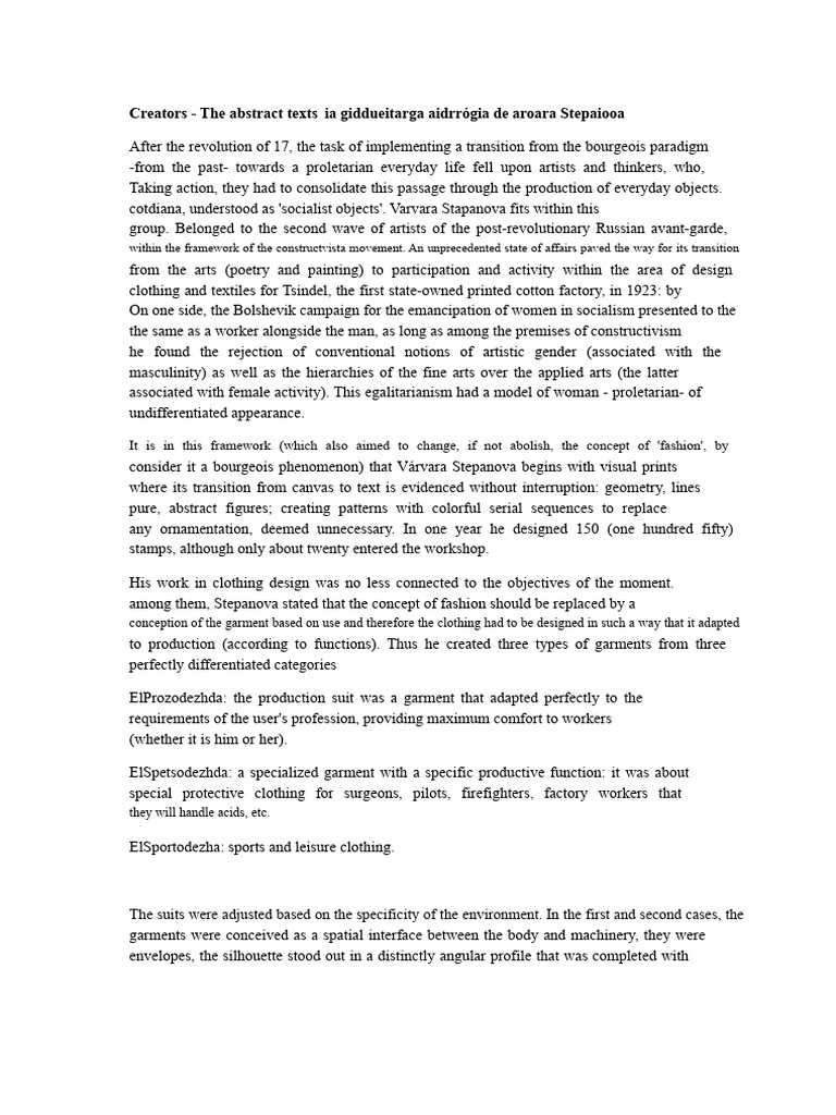 The Abstract Textile Designs of Varvara Stepanova | PDF | Clothing ...