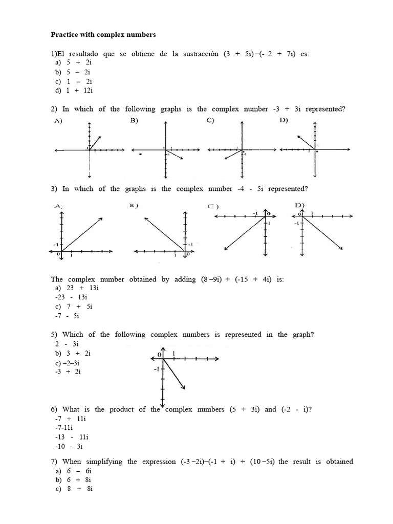 Practice with complex numbers | PDF | Complex Number | Numbers